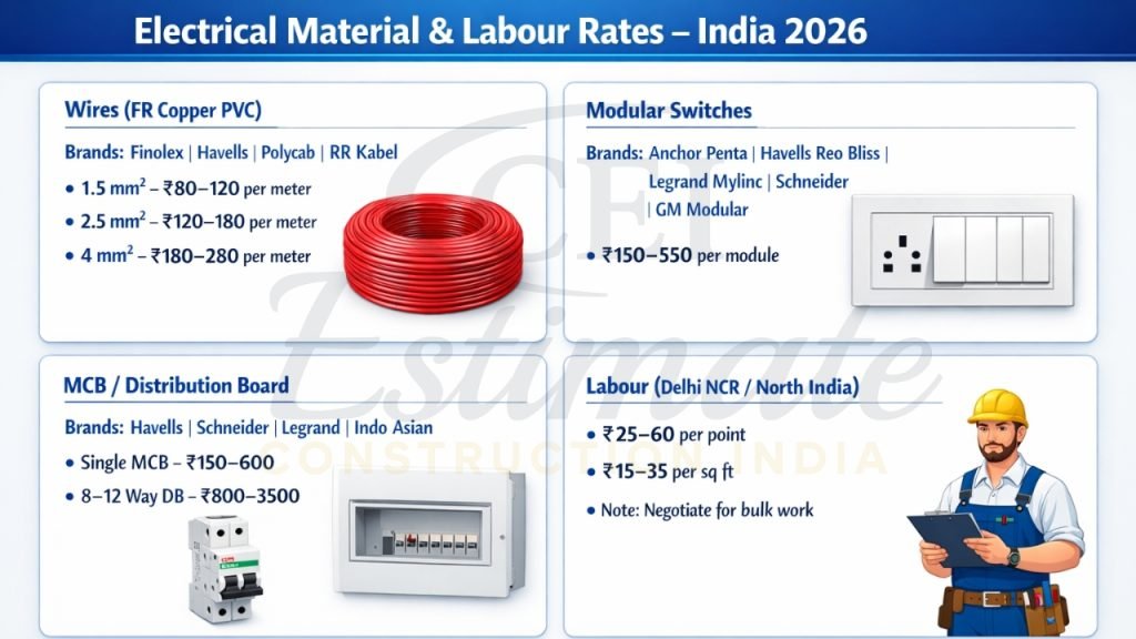 Electrical Wiring Cost per Square Foot in India 2026 – Realistic Rates ...