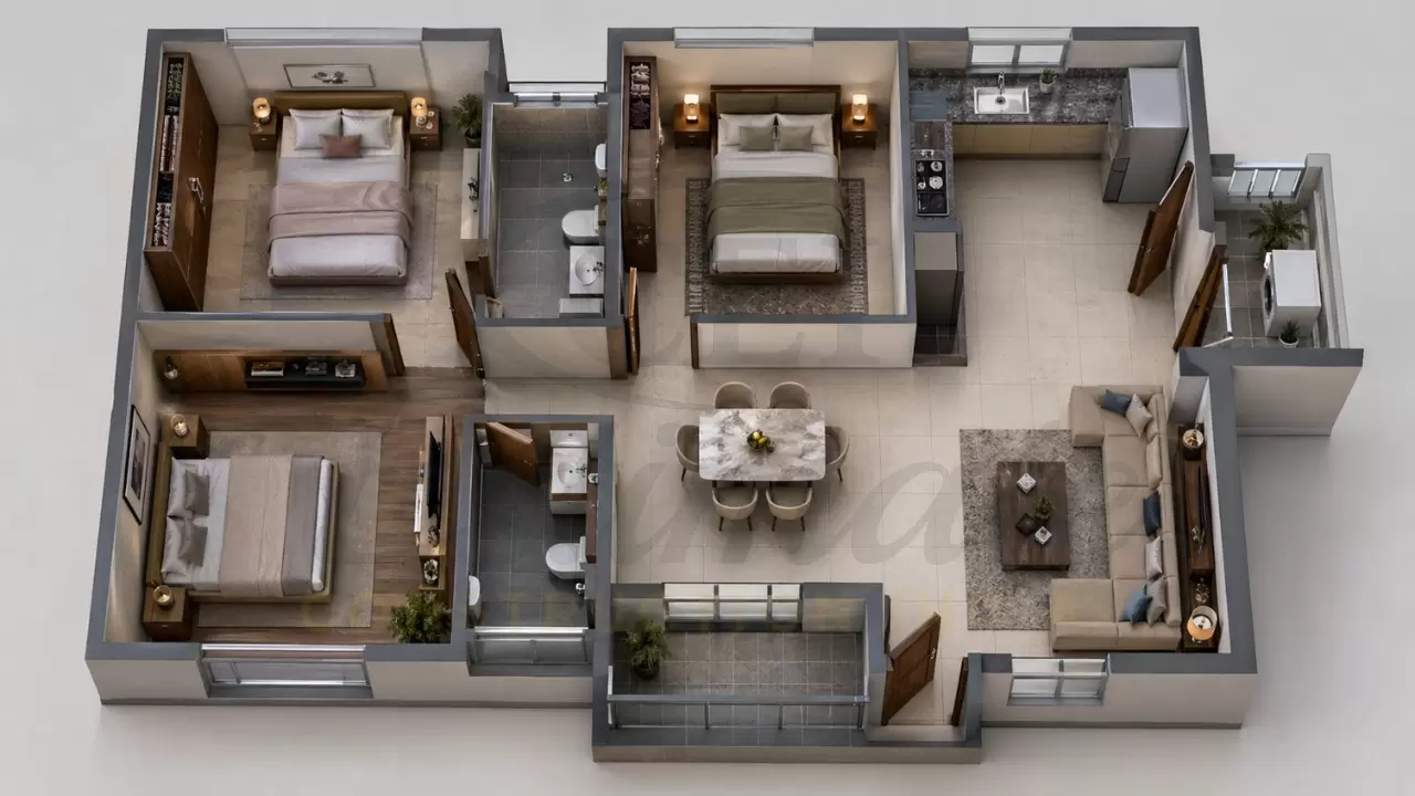 Best 1000 to 1200 Sq Ft 3BHK House Plans for Middle Class Families in ...