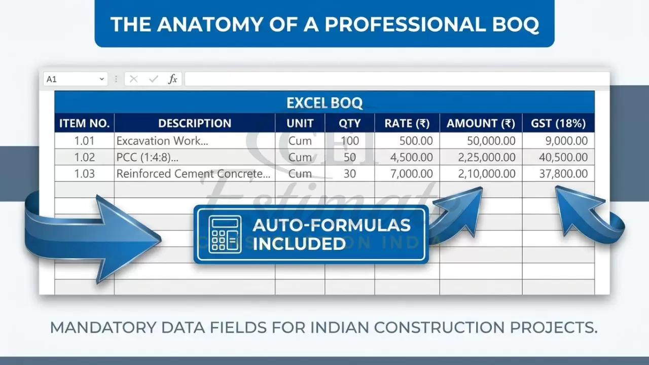 Bill of Quantities Format in Excel